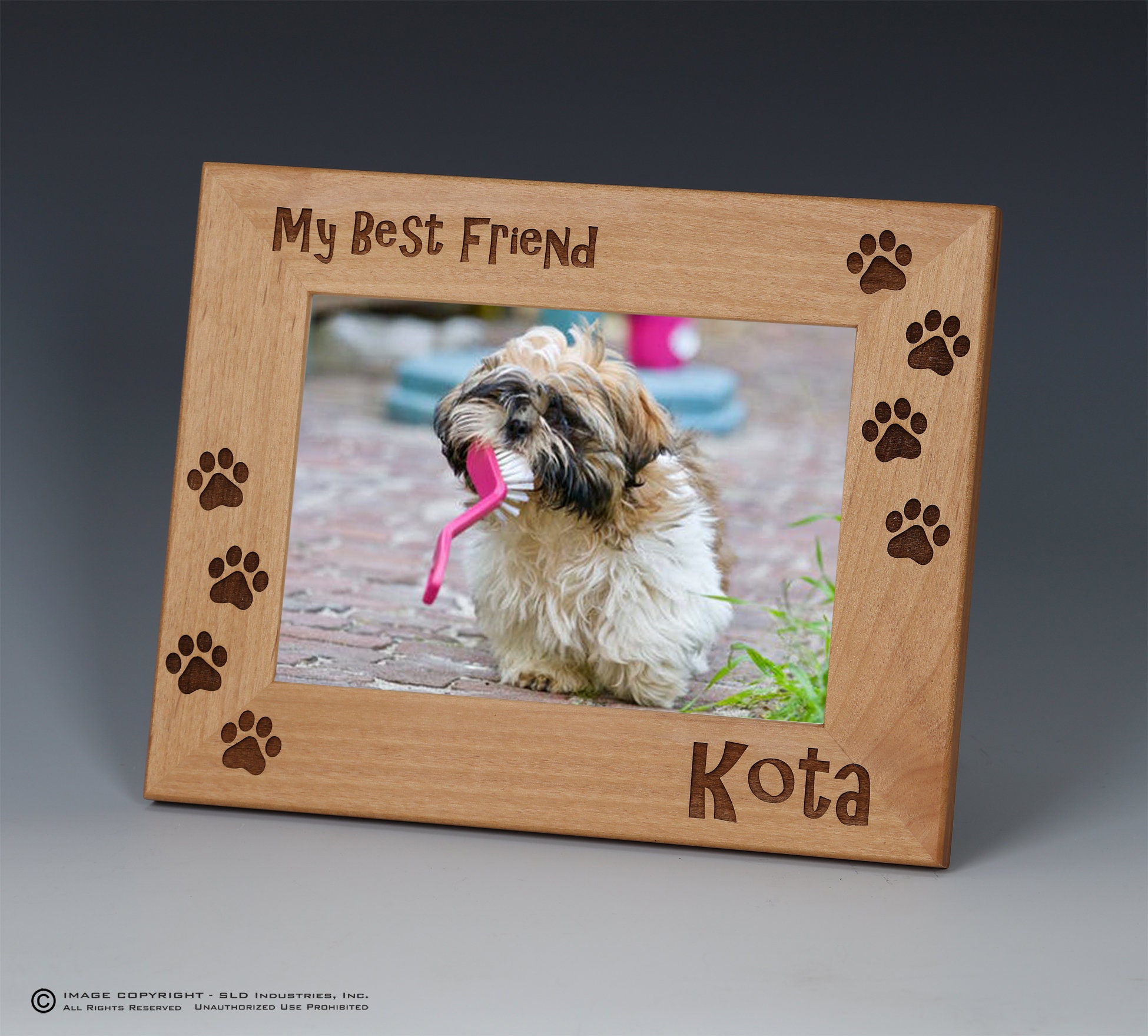 Dog Name Picture Frame Pet Picture Frame Custom Engraved Etsy