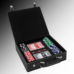 Poker Set, Custom Engraved Leatherette Case, 100 Commercial Grade Poker ...