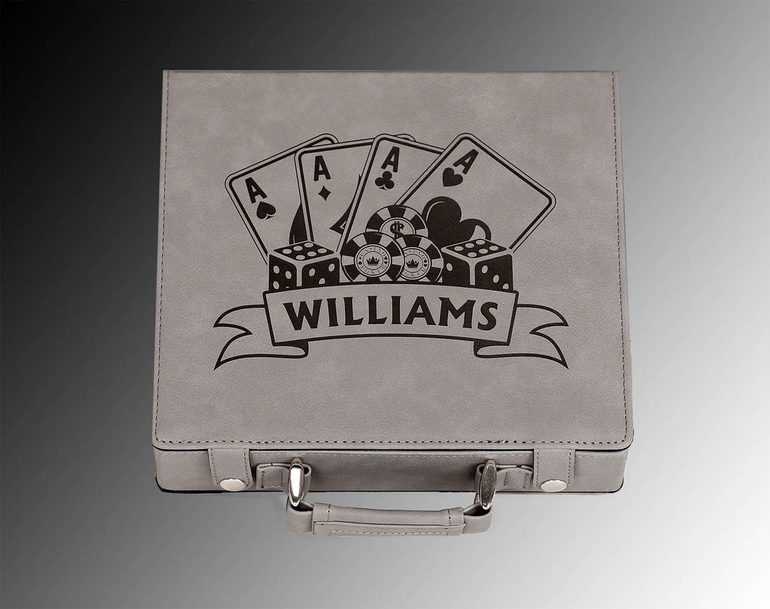 Poker Set, Custom Engraved Leatherette Case, 100 Commercial Grade Poker ...