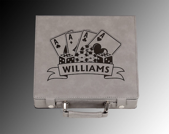 Poker Set Custom Engraved Leatherette Case 100 Commercial | Etsy