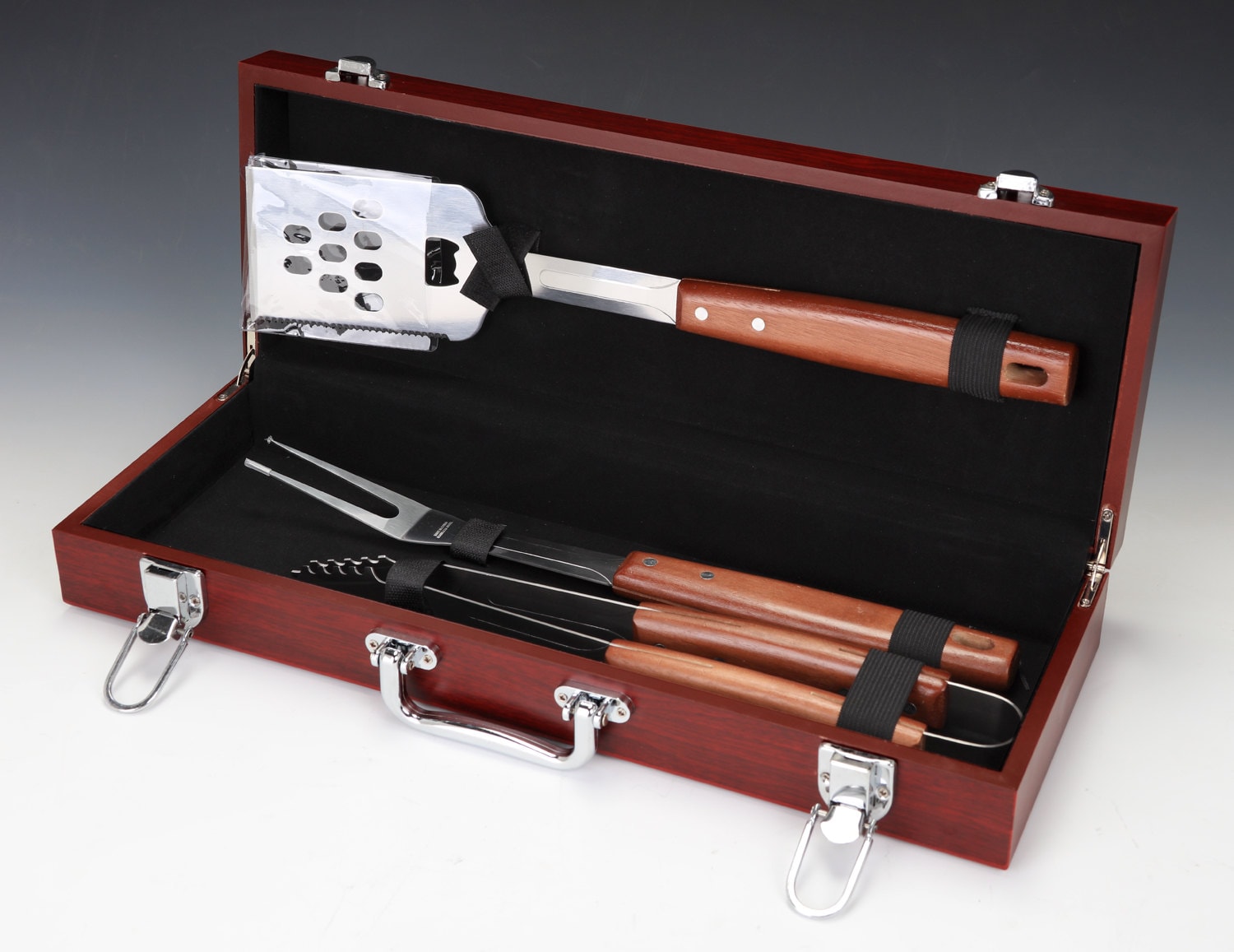 BBQ Gift Set, Three Piece, Custom Engraved, Rose Wood Finish, - Etsy