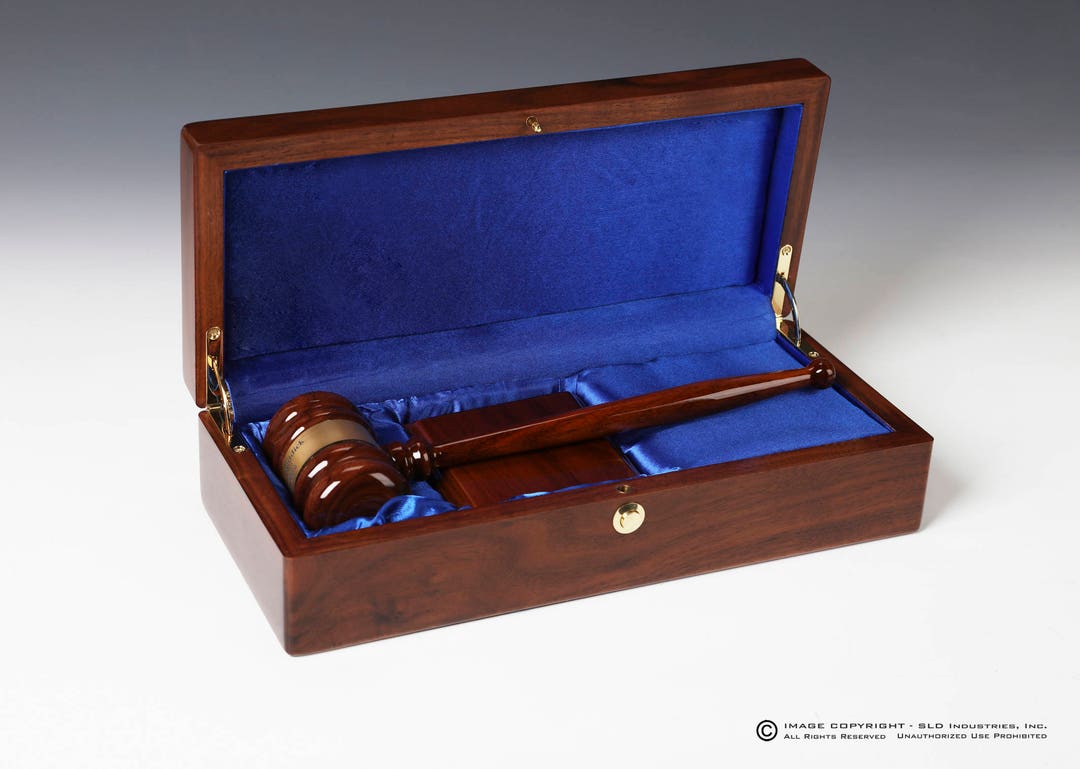Personalized Engraved Gavel Set With WALNUT Piano Finish Wood Gift Box ...