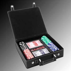 Poker Set, Custom Engraved Leatherette Case, 100 Commercial Grade Poker ...