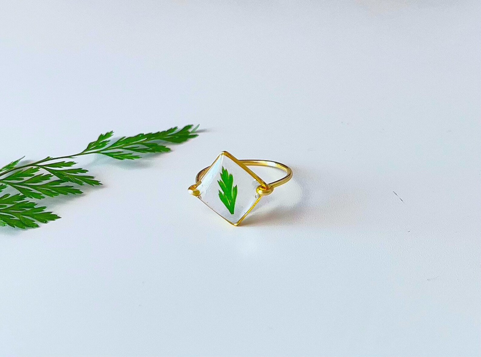 Real Fern Ring/pressed Leaf Ring/plant Ring/resin - Etsy