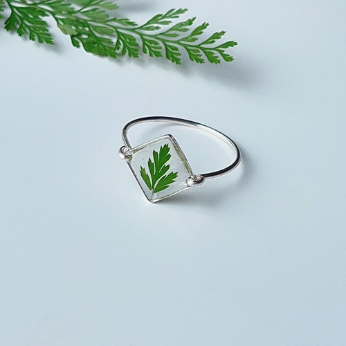 Dried Fern Ring Resin Plant Ring Botanical Jewelry Real - Etsy