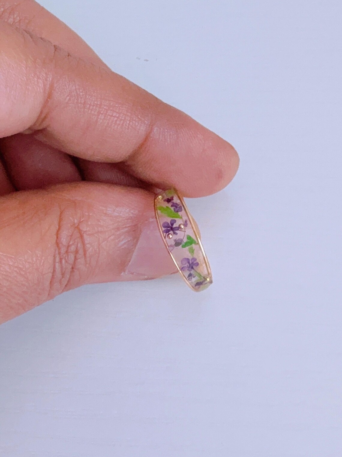 Real Pressed Flower Resin Ring: Botanical Jewelry Gift - Etsy