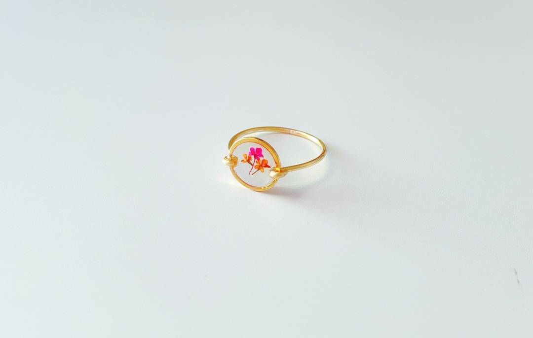 Real Flower Ring/resin Ring/pressed Flower Resin Ring/plant Ring ...