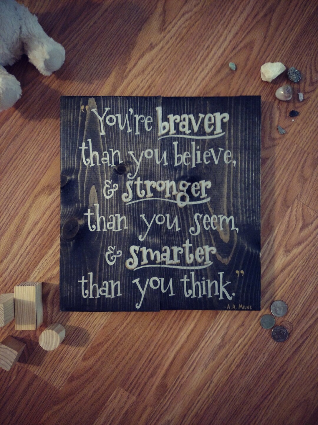 Winnie the Pooh A.A. Milne Quote Wooden Silver & Gold Ink Sign - Etsy