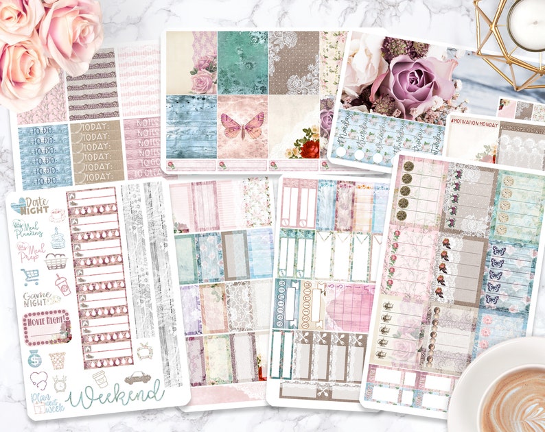 Sticker Kit / Shabby Chic Stickers /planner Stickers / Erin - Etsy