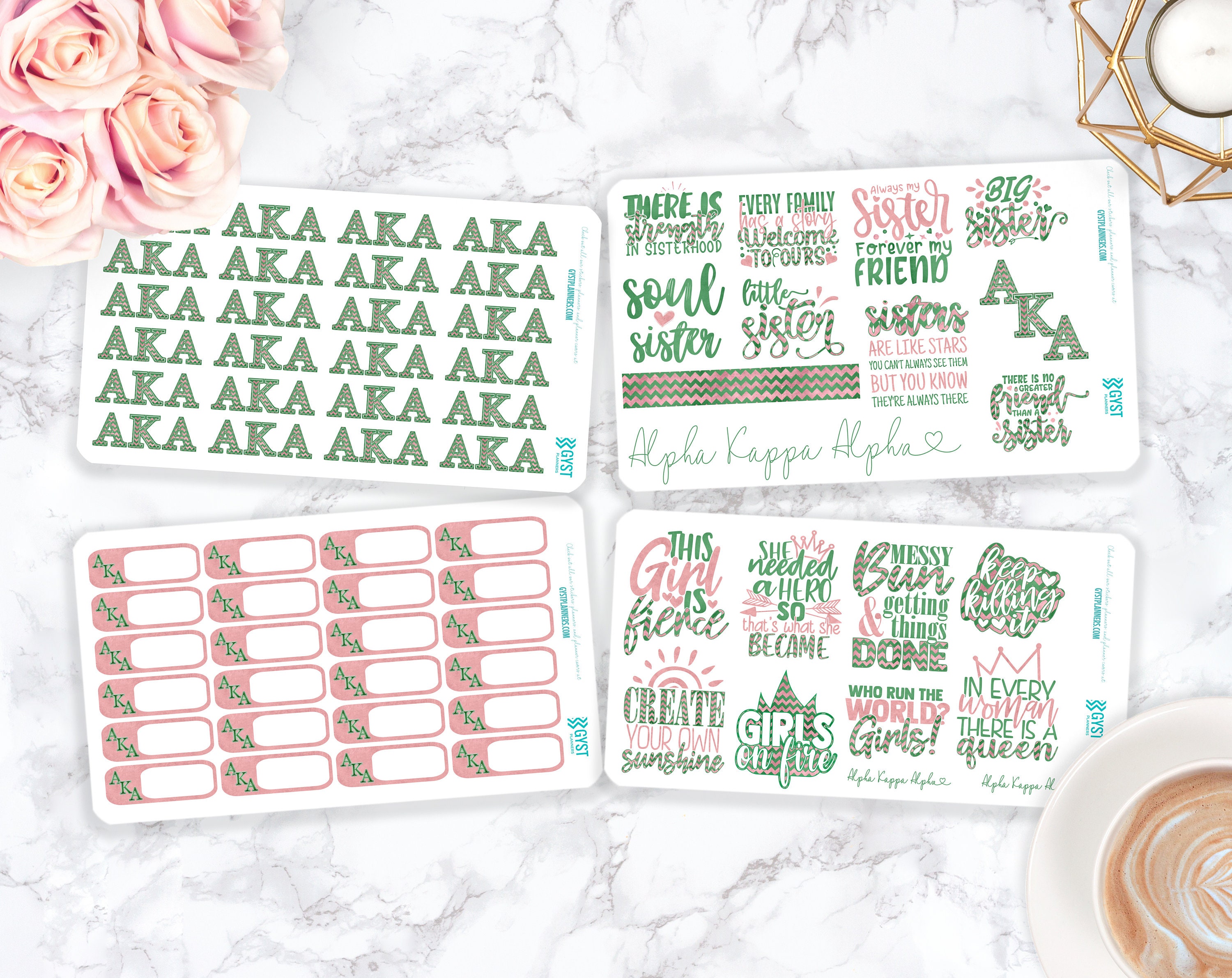Alpha Kappa Alpha Stickers / AKA Planner Stickers / Sorority - Etsy