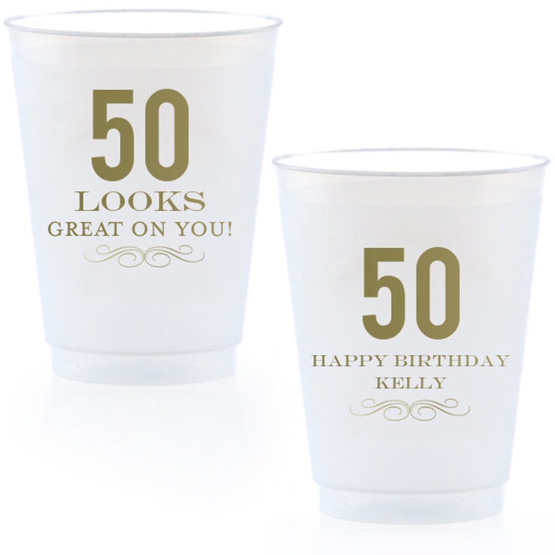 50th Birthday Party Cups Happy 50th Personalized Frosted - Etsy