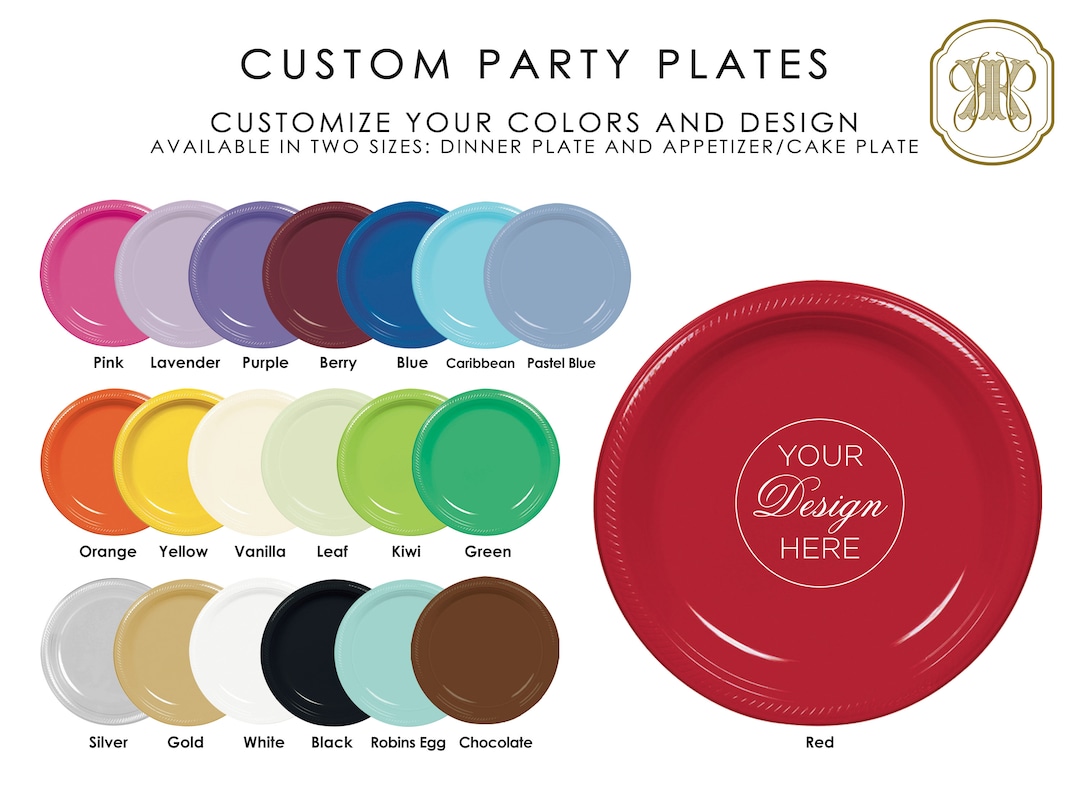 Custom Printed Paper Party Plates, Personalized Wedding Plates, Custom ...