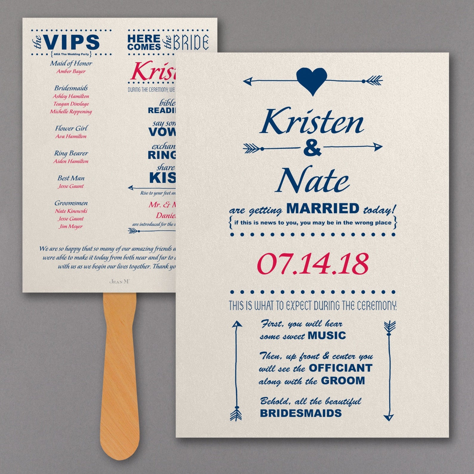 Custom Wedding Program Fan / Personalized Fan Program / - Etsy
