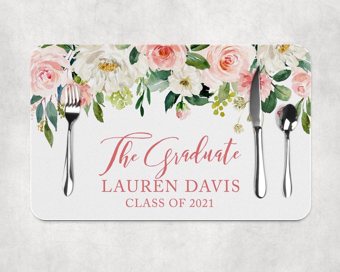 Peach Floral Graduation Paper Placemats Class of 2026 Decorations ...