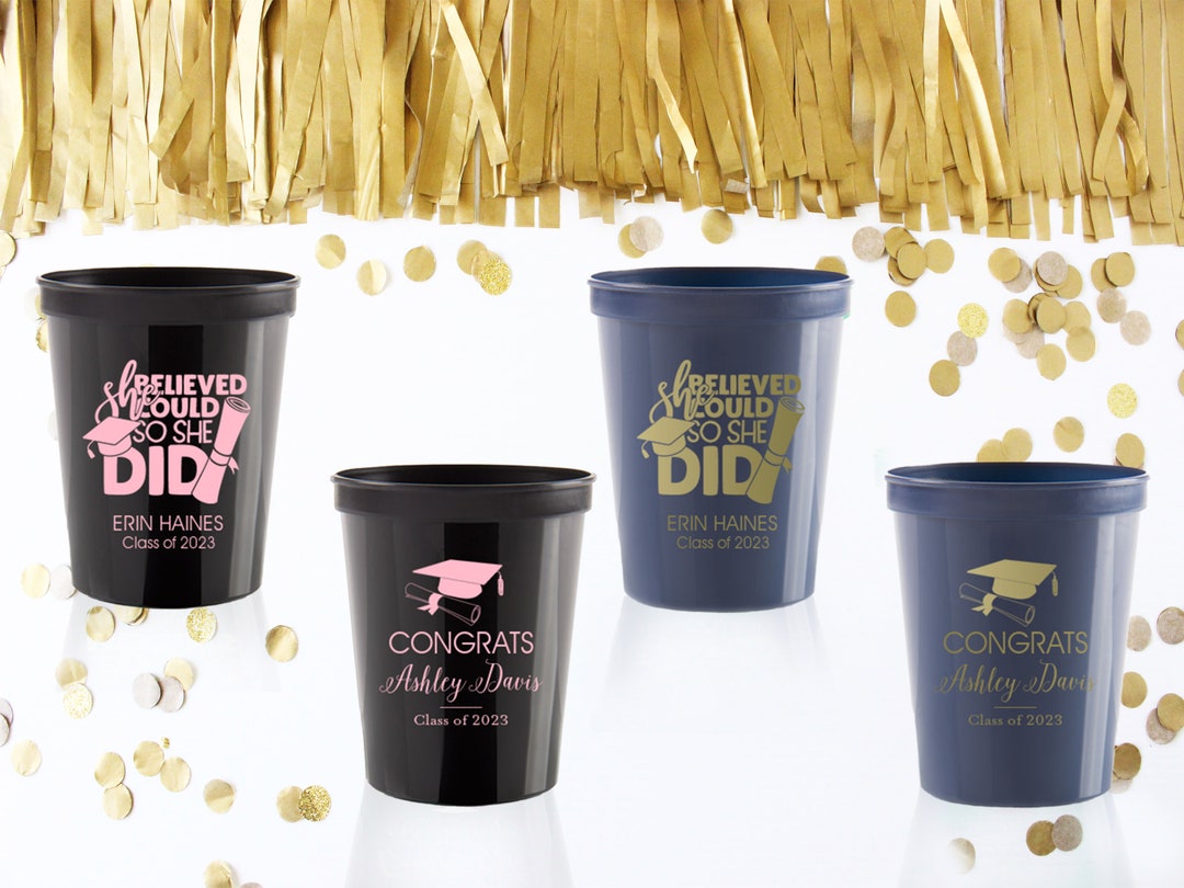 Graduation Decorations 2024 Personalized Plastic Cups Graduation Party ...