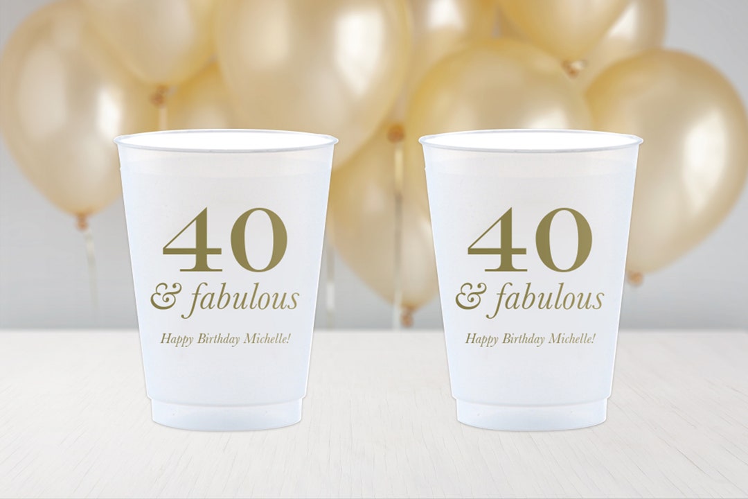 40th Birthday Cup, 40th Birthday Party, Cheers to 40 Years, Frosted ...