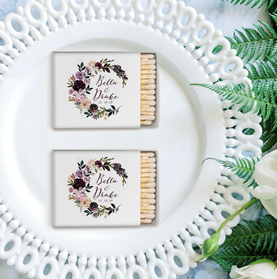 Personalized Floral Garden Match Boxes (set of 50), Floral Monogram ...