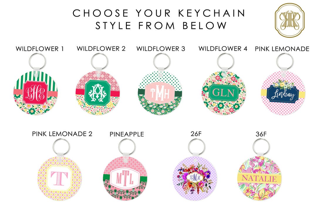 Preppy Monogram Keychain - Personalized Keyring - Custom Keychains ...