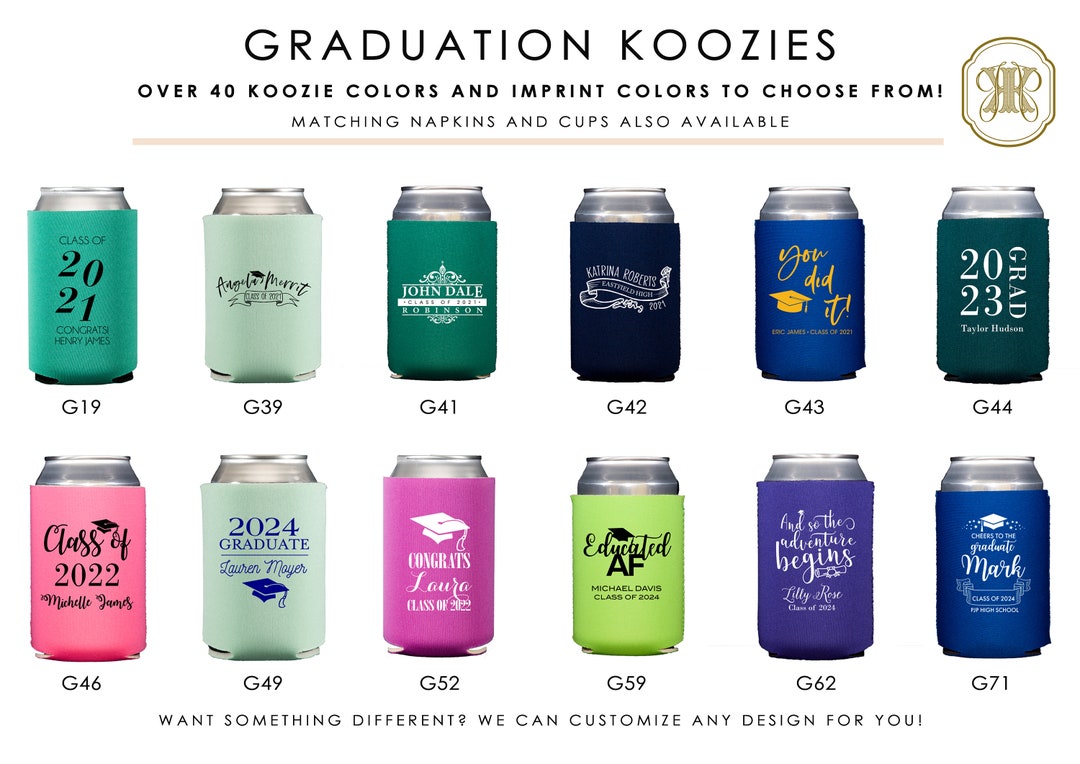 Graduation Coozies Class of 2024 Party Decorations Personalized Beer ...
