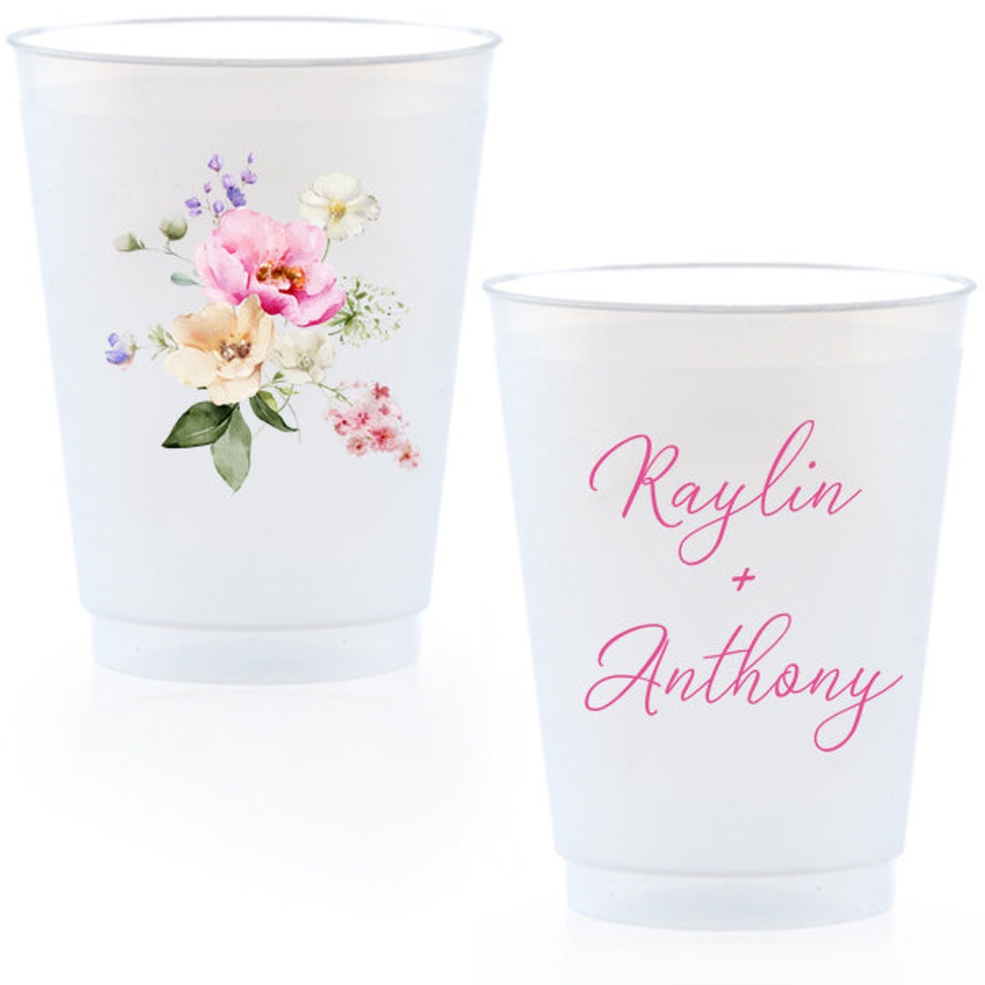 Personalized Peony Pink Cups, Custom Printed Frosted Cups, Shatterproof ...