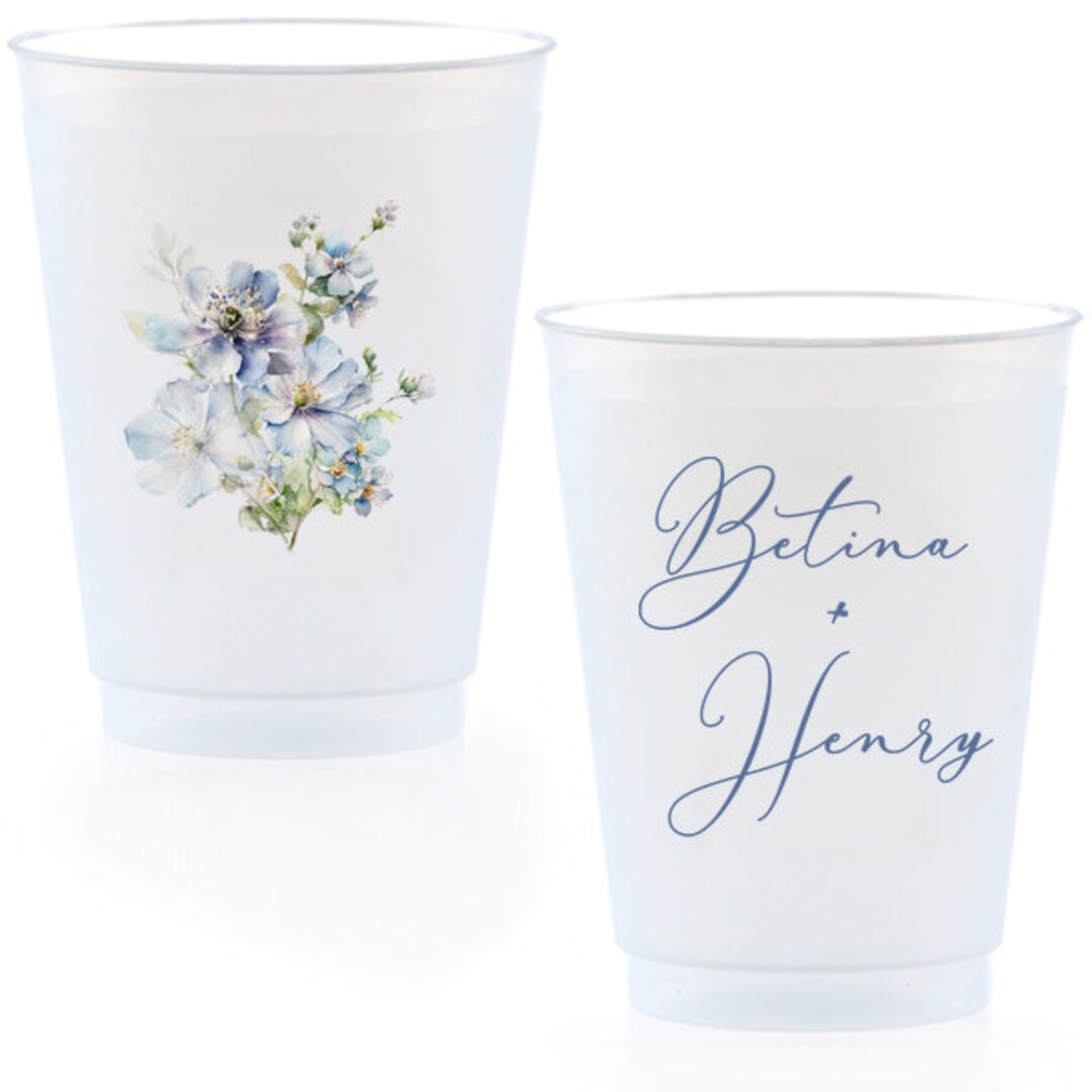 Custom Wedding Reception Bar Frosted Cups, Personalized Shatterproof ...