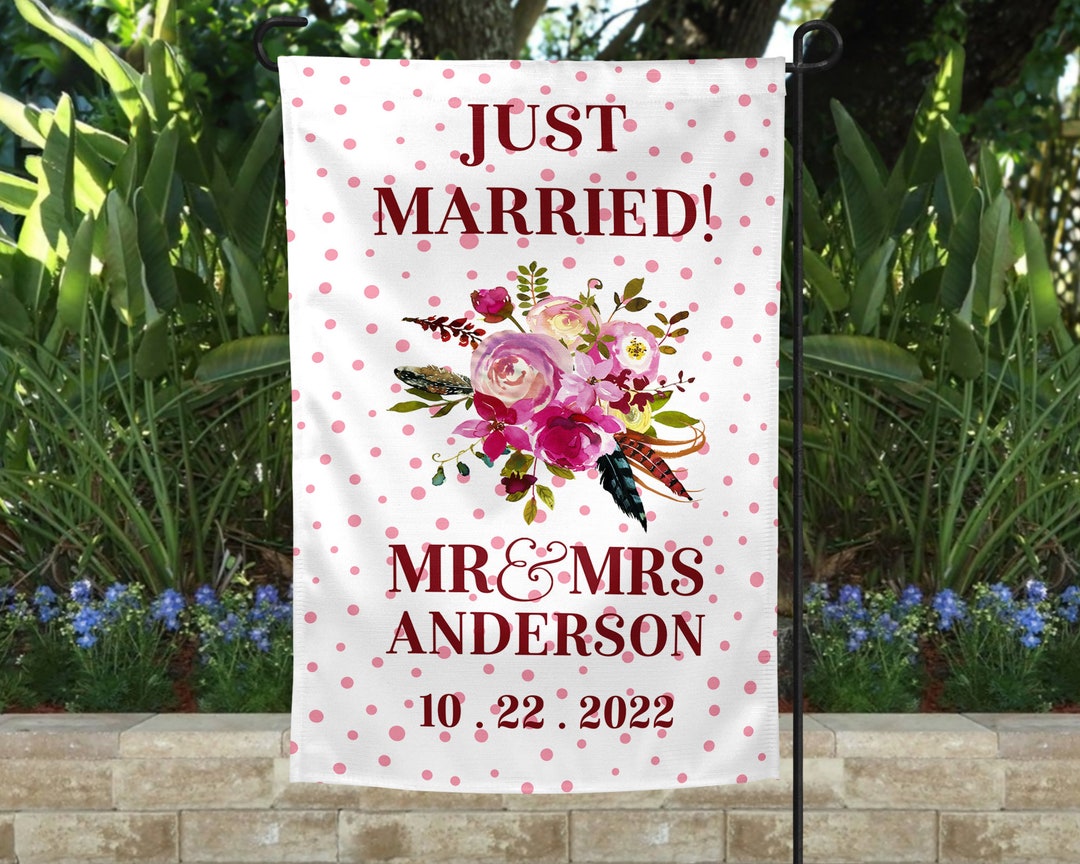 Personalized Garden Flag-wedding Garden Flag-welcome Flag-just Married ...