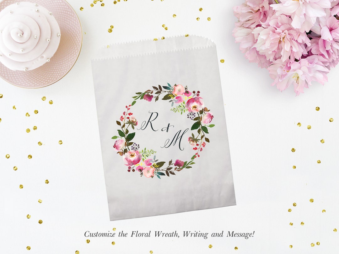 Set of 25 Personalized Custom Monogram Crest Floral Greenery Wedding ...