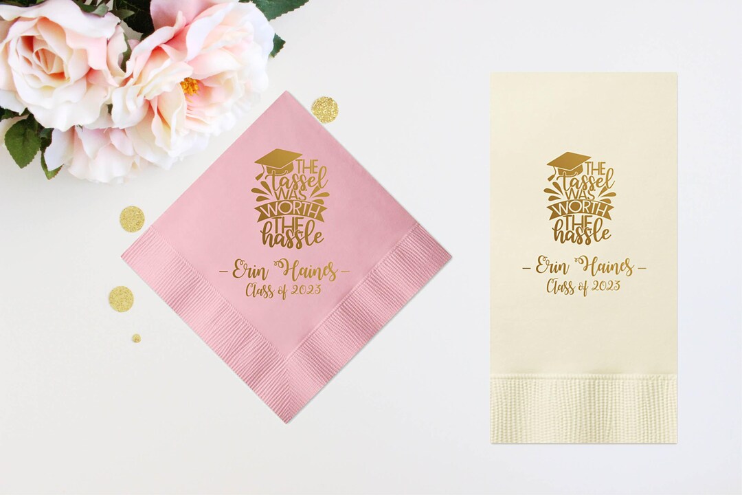 150 QTY Lilac With Gold Personalized Graduation Napkins, Class of 2026 ...