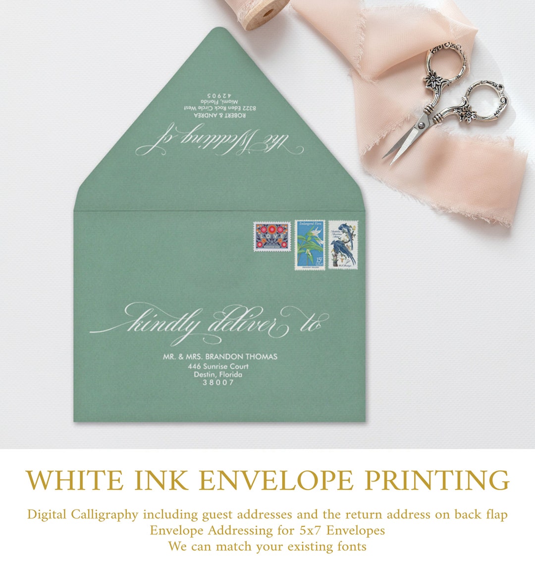 A7 Euro Flap Envelopes and Printing, Wedding Envelopes, Printed Guest ...