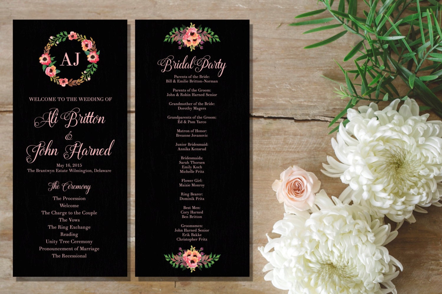 Wedding Ceremony Program / Personalized Program / Custom - Etsy
