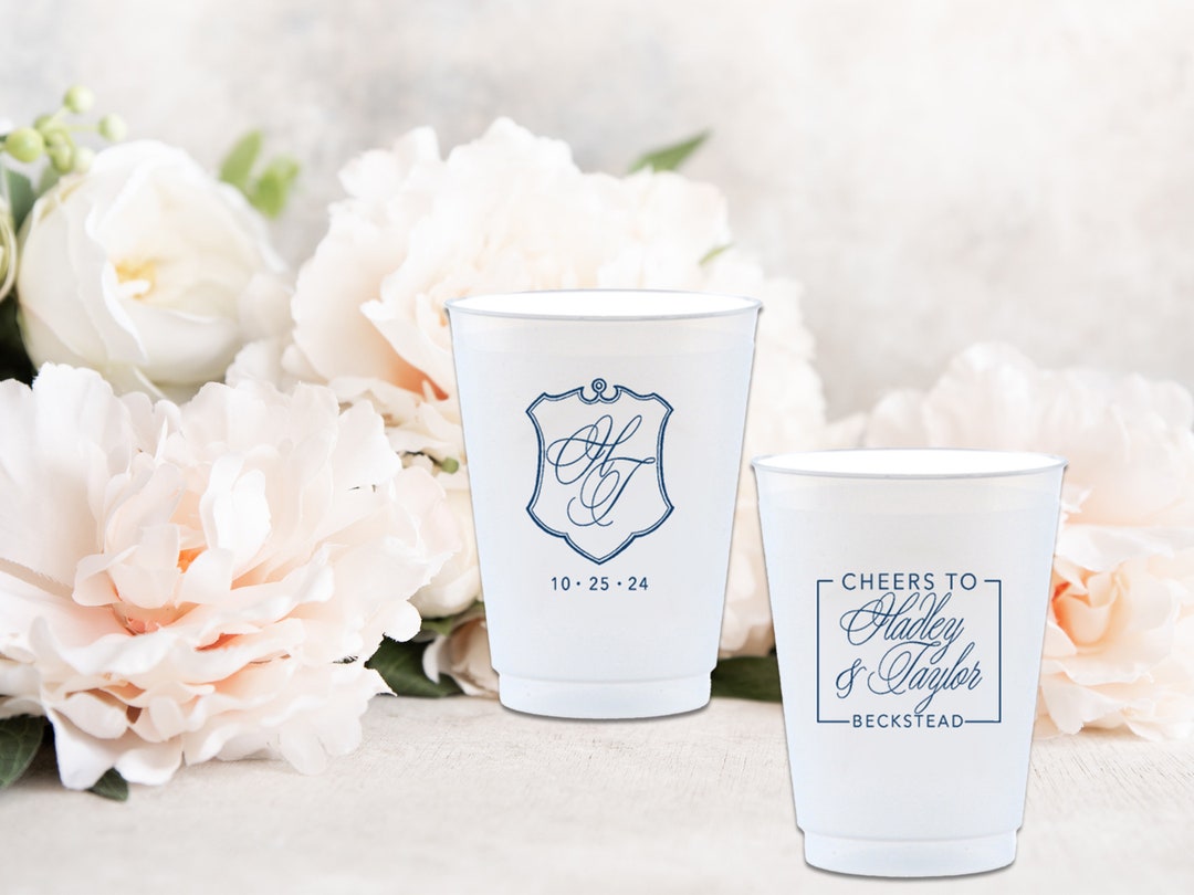 Traditional Couple's Monogram Shatterproof Cups, Personalized Wedding ...