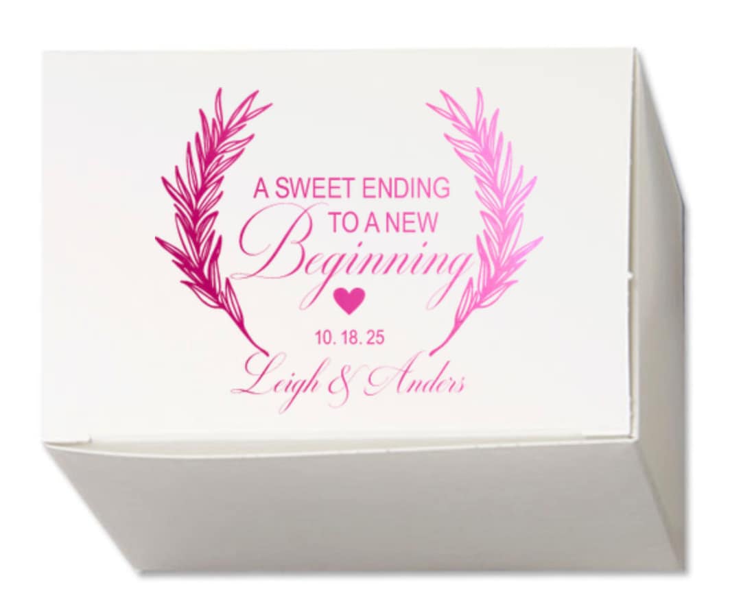 A Sweet Ending to a New Beginning Personalized Wedding Cake Slice Boxes ...
