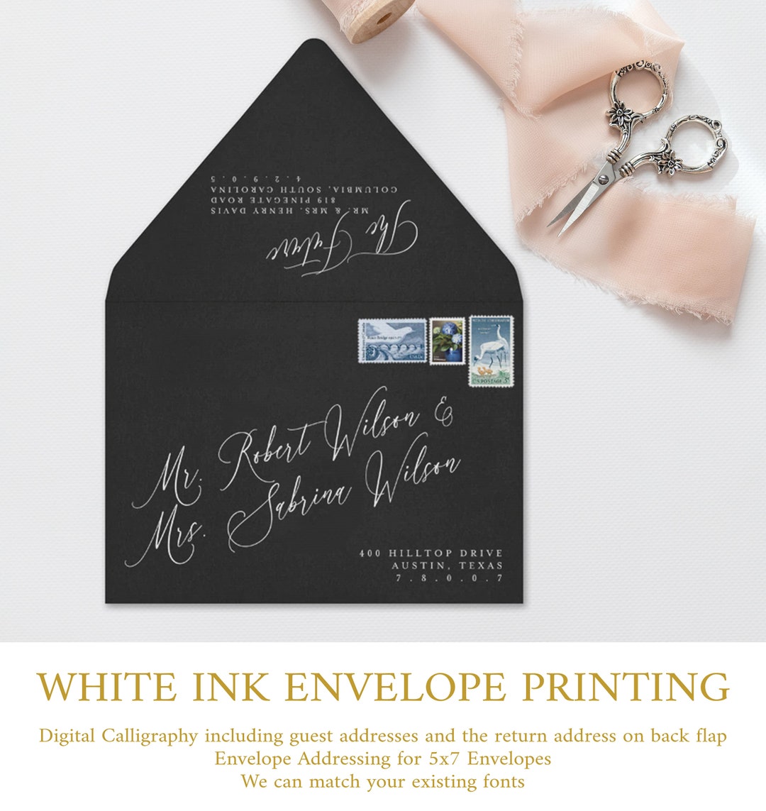 White Ink Envelopes A7 | Printed Calligraphy | Envelope Addressing ...
