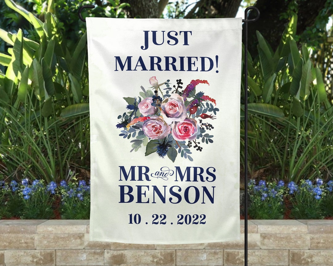 Wedding Flag, Elegant Gold Leaves Greenery Wedding Flag, Wedding Home ...