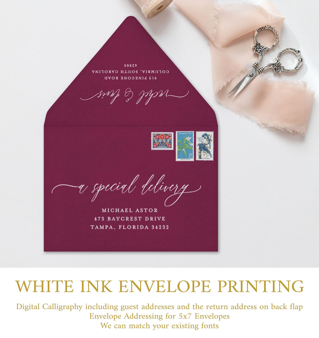 Printed Envelopes With Custom Fonts in A7 or 4bar Size - Premium ...