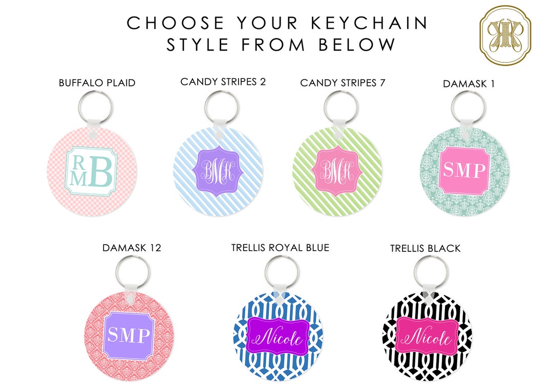 Preppy Monogram Keychain Personalized Keyring Custom Keychains ...