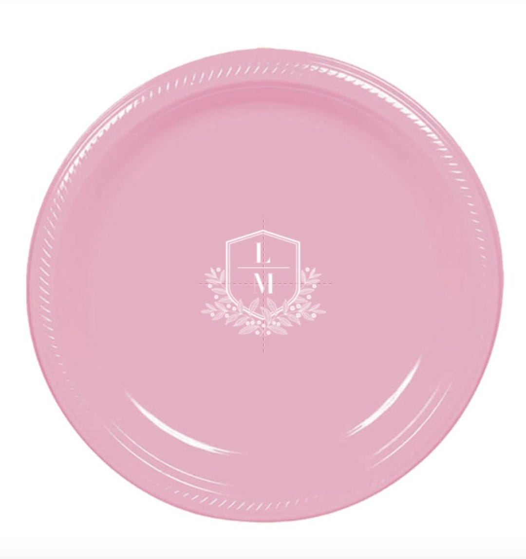 Monogram Crest Plastic Plates, Personalized Disposable Wedding Plates ...