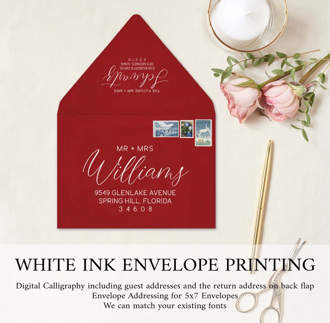 White Ink Envelopes A7 | Printed Calligraphy | Envelope Addressing ...