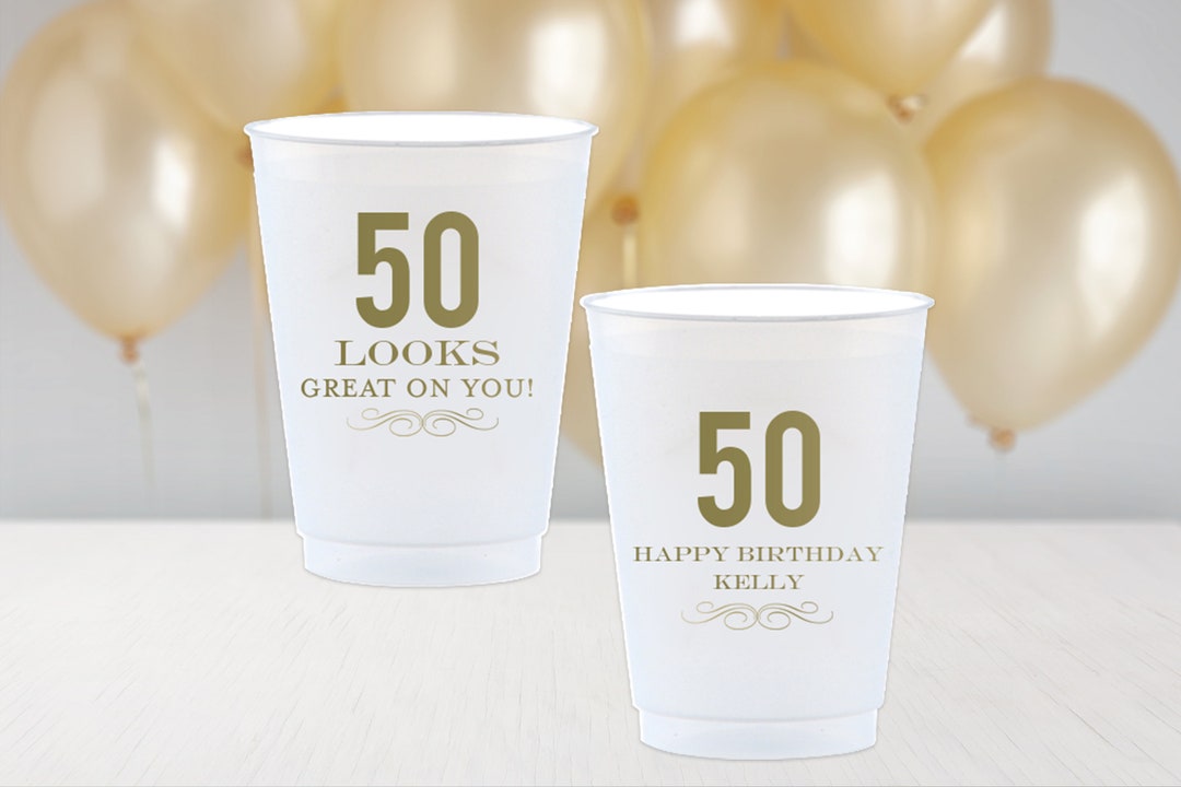 50th Birthday Party Cups, Happy 50th, Personalized Frosted Cups, 30th ...