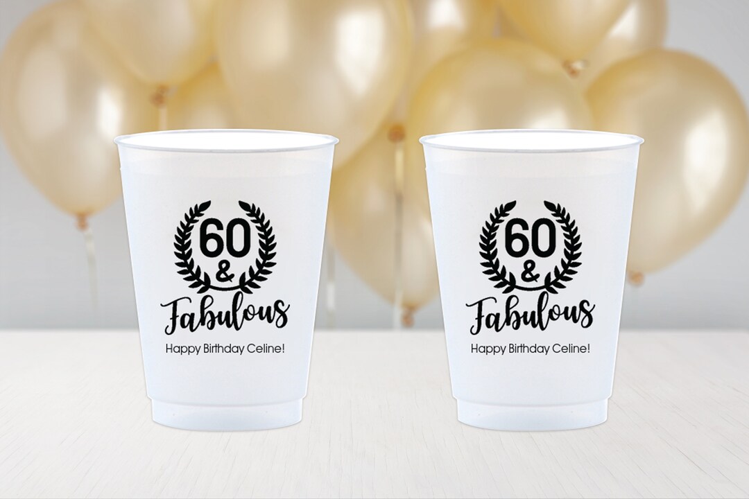 60th Birthday Party Cups, Cheap Birthday Cup Favors, Cheers to 60 Years ...