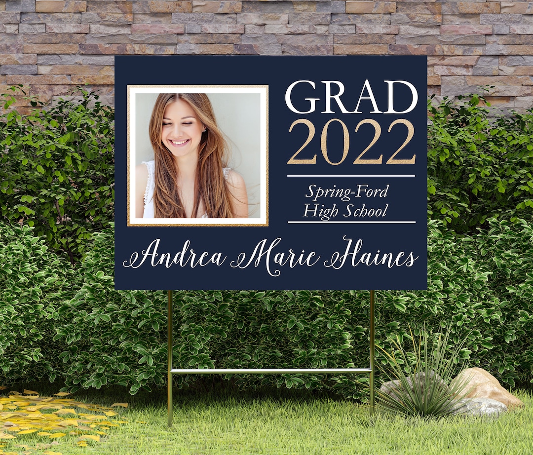 Graduation Yard Sign With H-stake, Personalized Outdoor High School ...