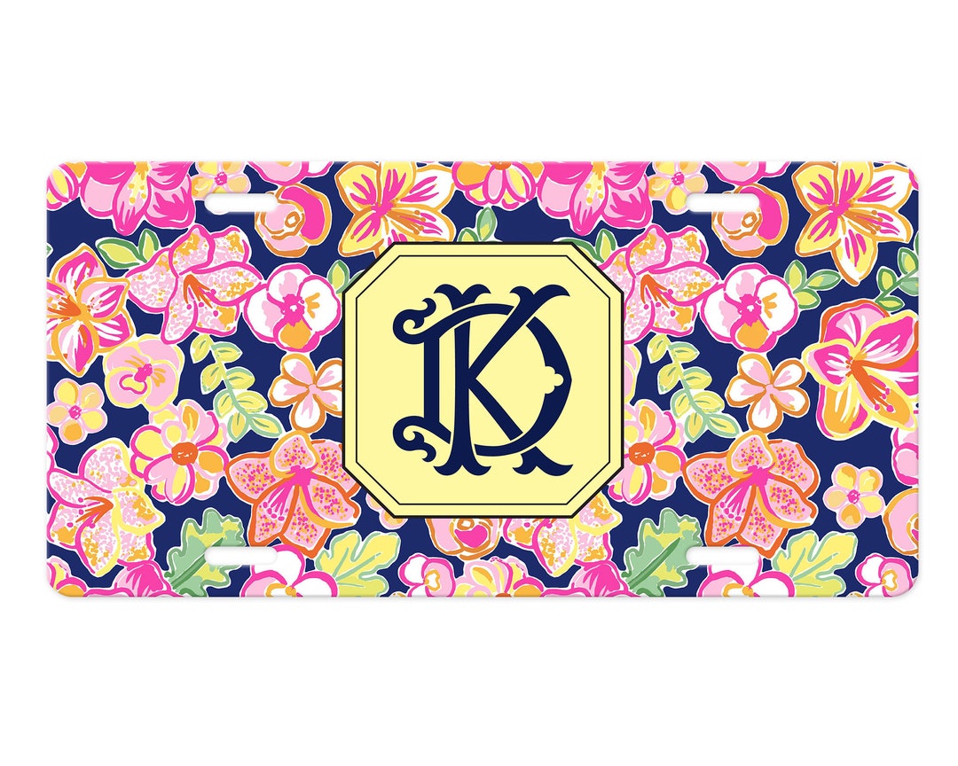 Personalized Pink Preppy License Plate - Monogram License Plate ...