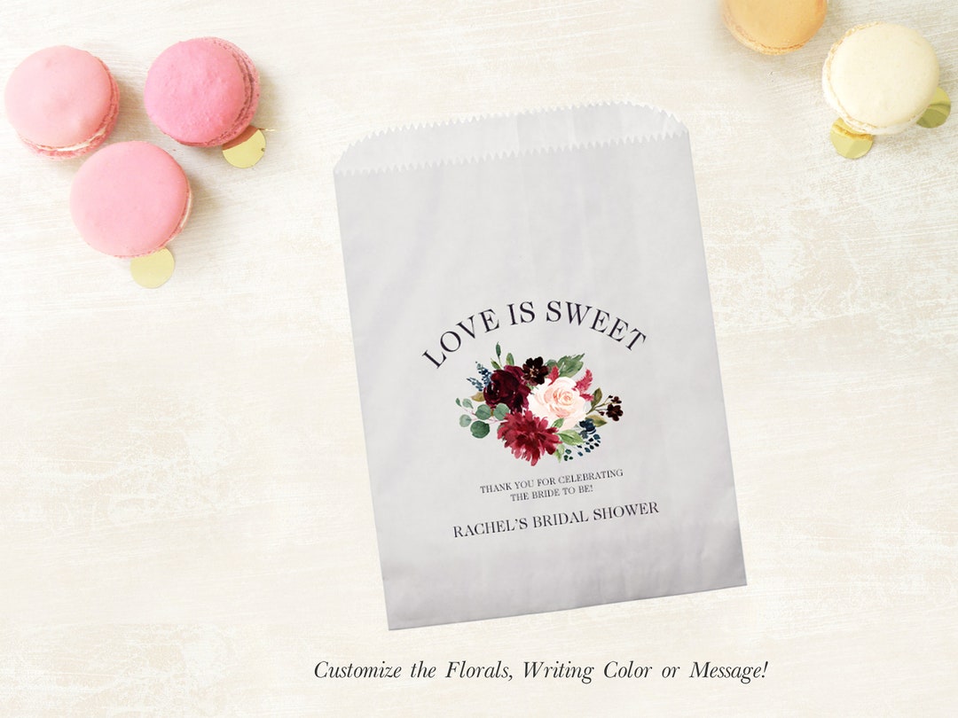 LINED Love is Sweet Bags - Wedding Cookie Bags, Dessert Bar Bags, Guest ...