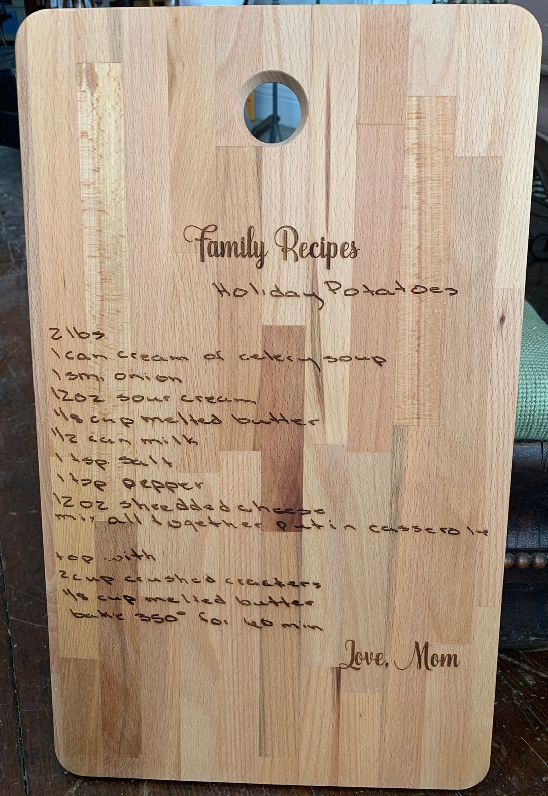 Handwritten Family Recipe Cutting Board, Engraved Wood Cutting Board ...