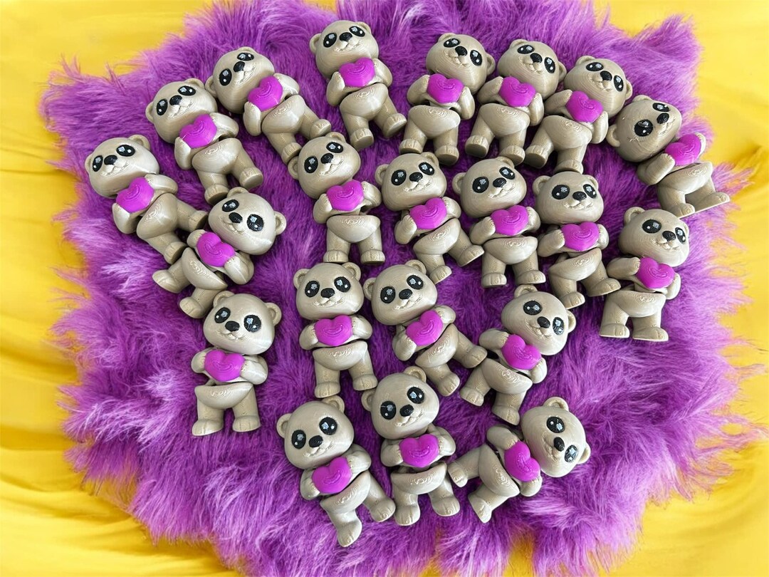 Mini Teddy Bear Heart Fidget Figurine Figures 3D Printed - Etsy