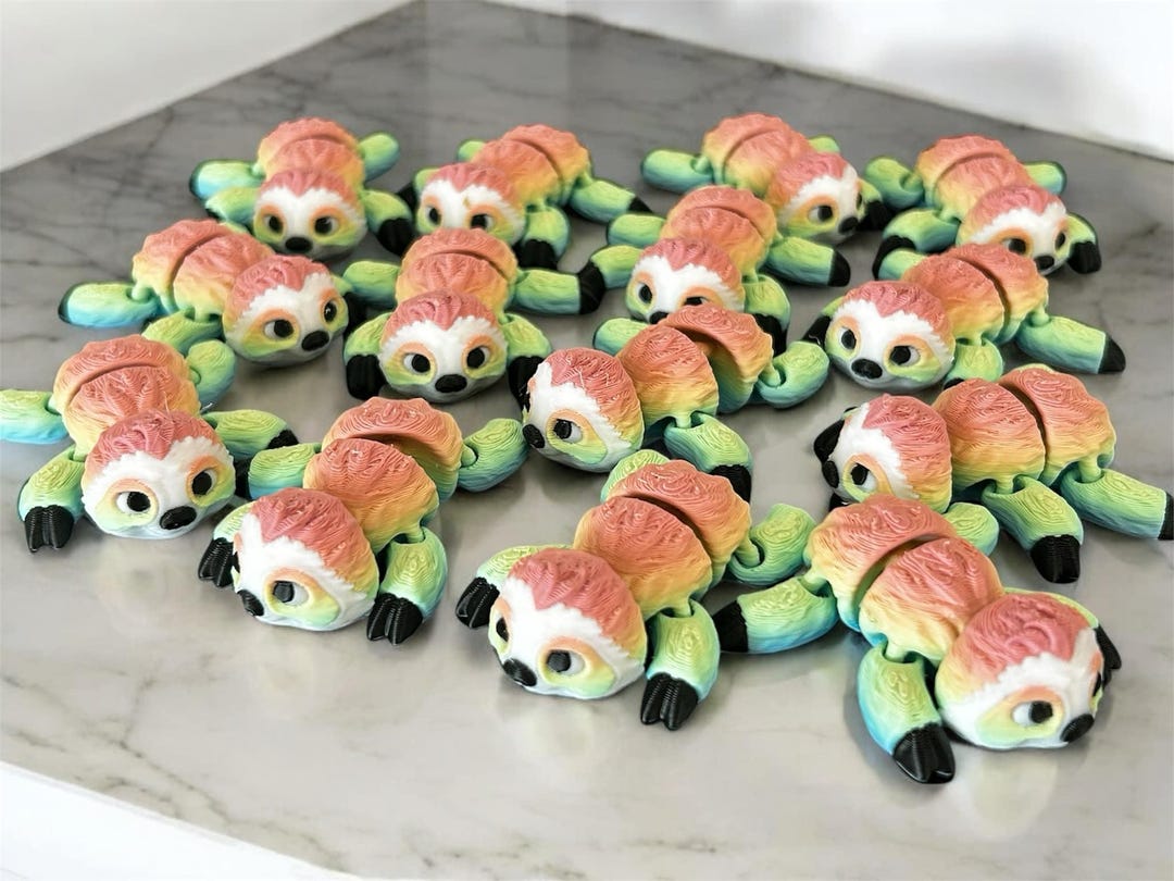 Mini Rainbow Sloth Fidget Figurine Figures 3D Printed - Etsy