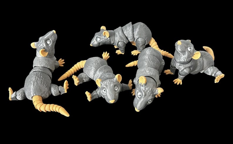 Rat Fidget Articulated 3D Printed Figure Figurine - Etsy