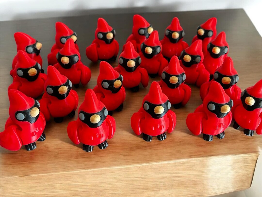 Mini Red Bird Cardinal Fidget Figurine Figures 3D Printed - Etsy