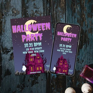 Editable Halloween Haunted House Party Invitation, Digital Invite With ...