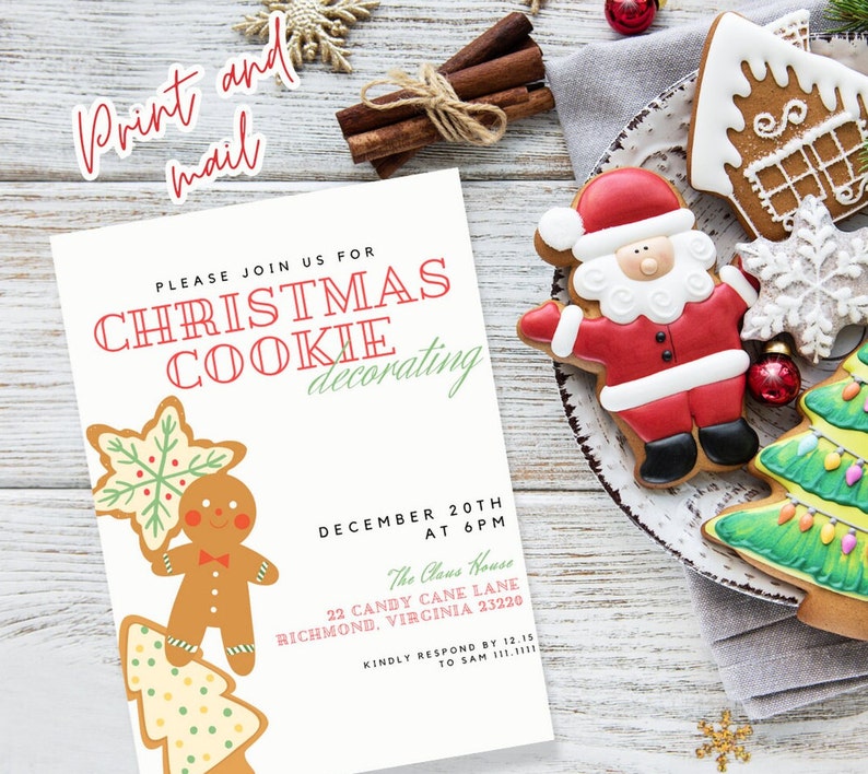 Editable Holiday Cookie Party Invitation, Digital Christmas Cookie ...